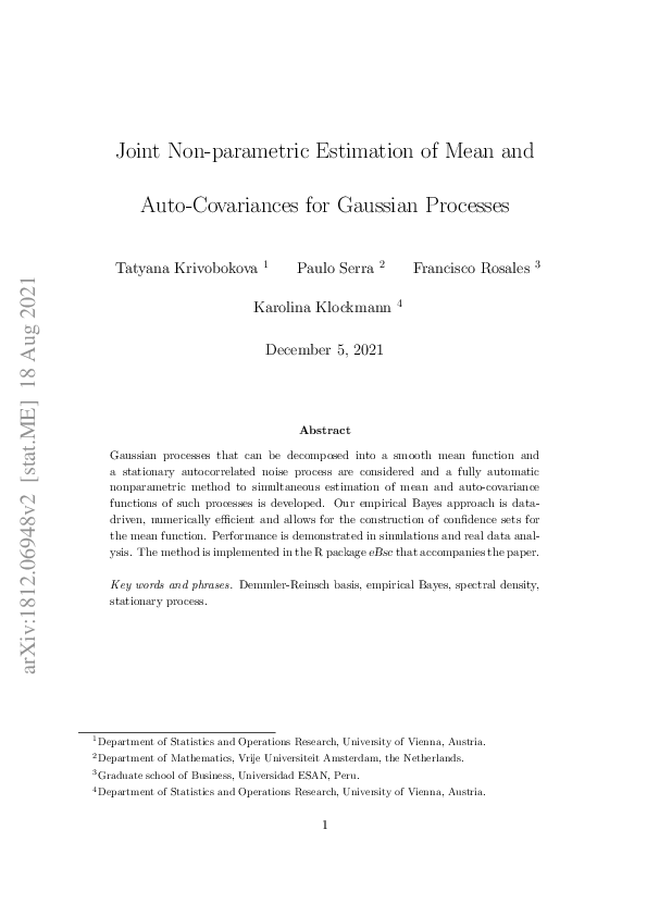 (PDF) Adaptive Non-parametric Estimation of Mean and Autocovariance in Regression with Dependent ...