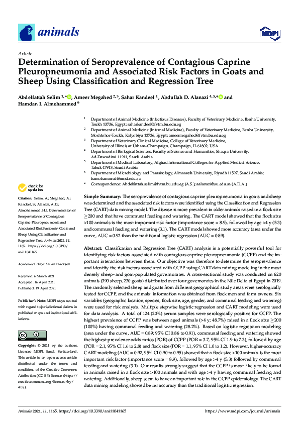 (PDF) Determination of Seroprevalence of Contagious Caprine ...