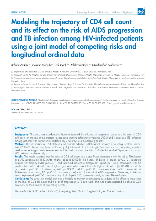 (PDF) Modeling the trajectory of CD4 cell count and its effect on the ...