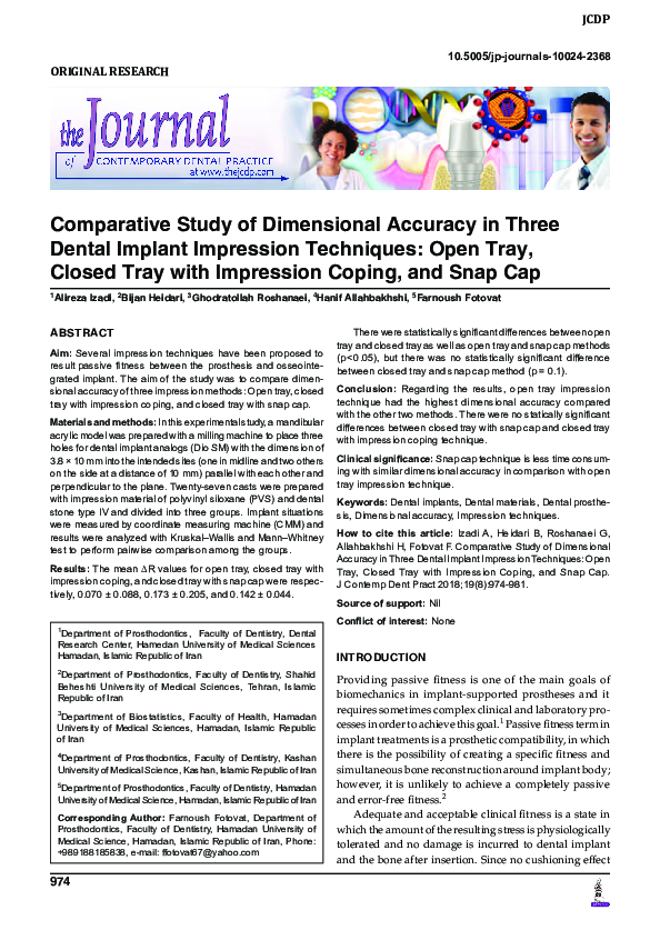 (PDF) To Fabricate and Compare the Accuracy of Edentulous Primary Impression with Maxillary ...