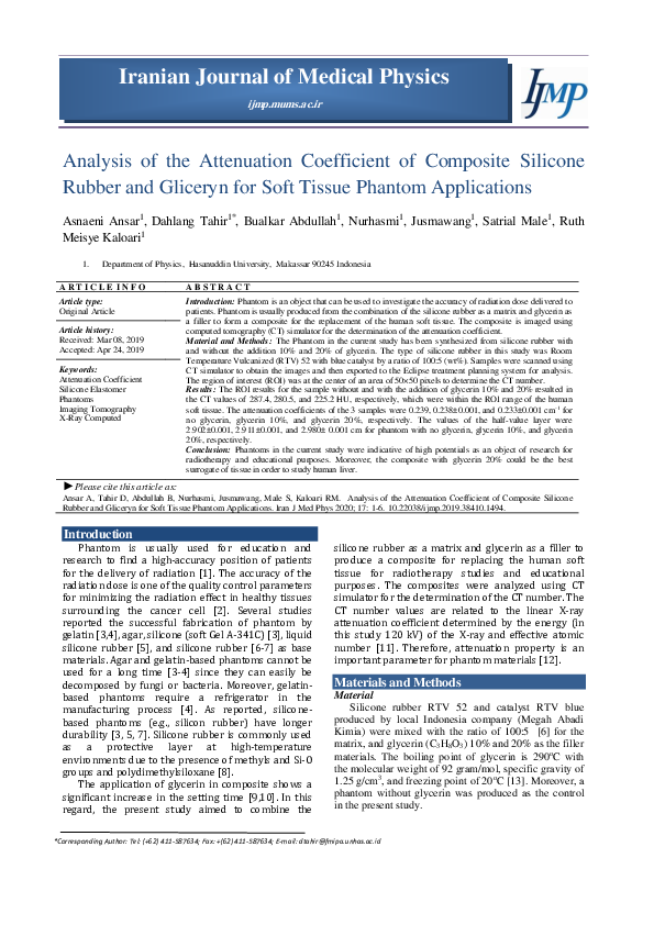 Pdf Analysis Of The Attenuation Coefficient Of Composite Silicone