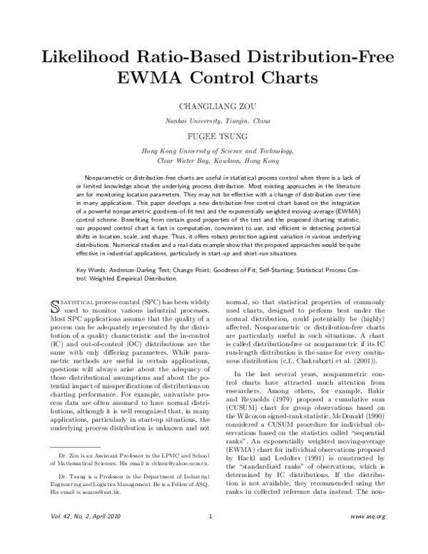 (PDF) Likelihood Ratio-Based Distribution-Free EWMA Control Charts