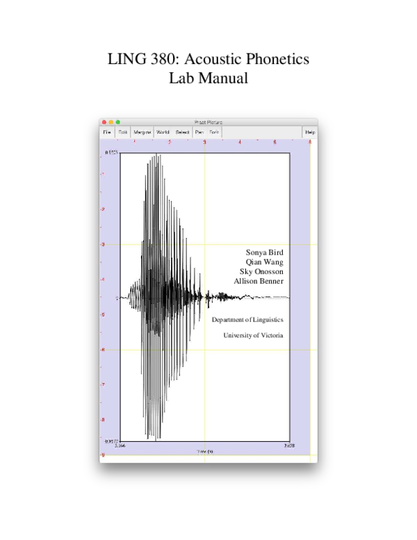 (PDF) LING 380: Acoustic Phonetics Lab Manual