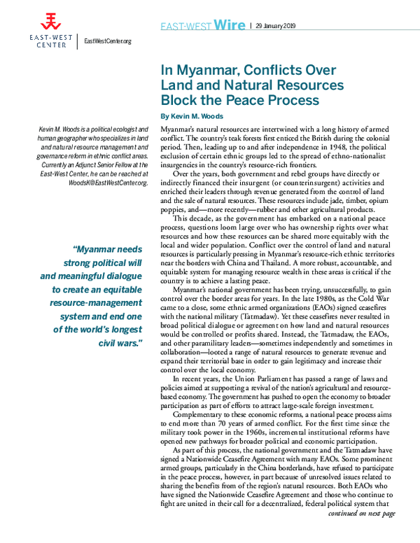 (PDF) In Myanmar, conflicts over land and natural resources block the ...