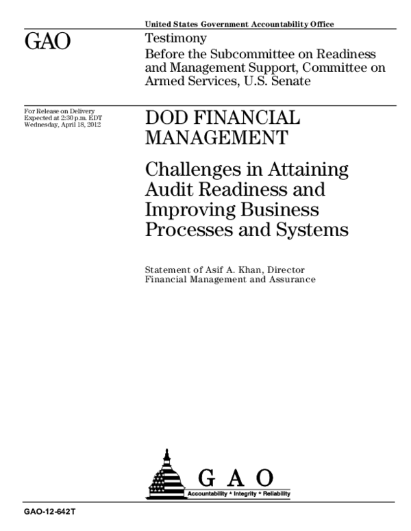 (PDF) DOD Financial Management: Challenges in Attaining Audit Readiness ...
