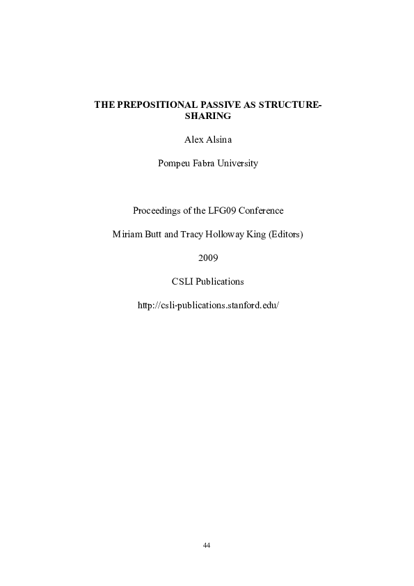 (PDF) The prepositional passive as structure-sharing