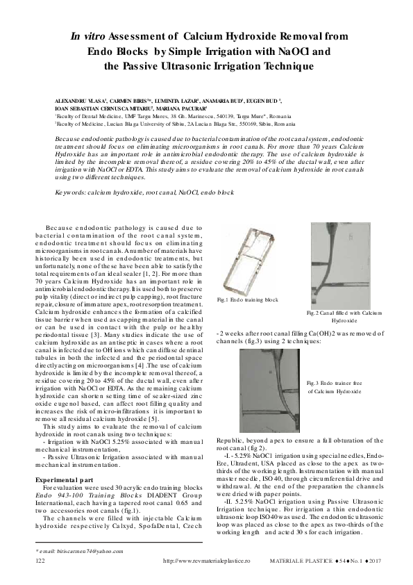 (PDF) In vitro Assessment of Calcium Hydroxide Removal from Endo Blocks ...