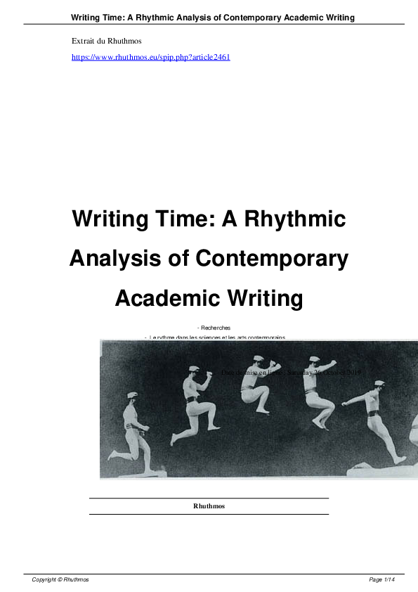 (PDF) Writing time: A rhythmic analysis of contemporary academic writing