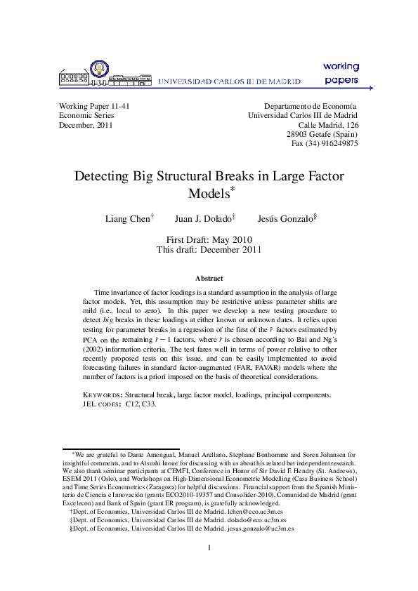 Pdf Detecting Big Structural Breaks In Large Factor Models