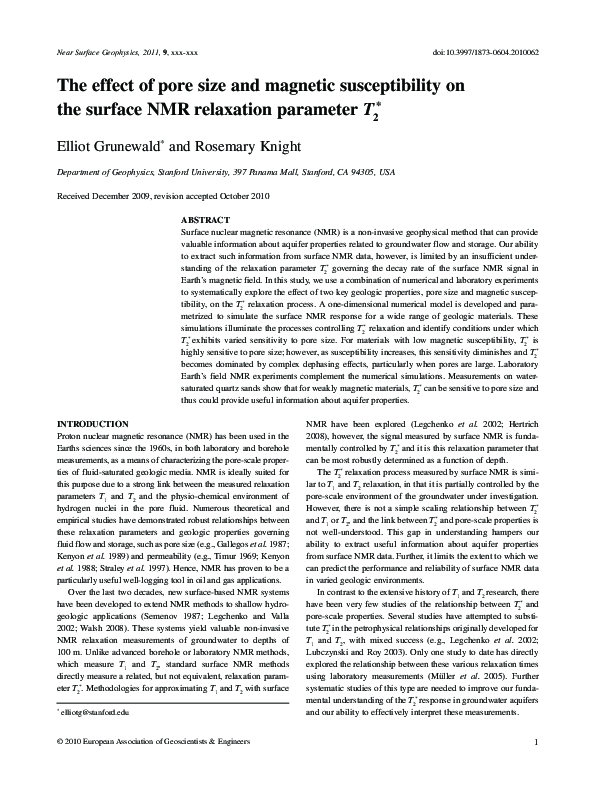 (PDF) The effect of pore size and magnetic susceptibility on the ...