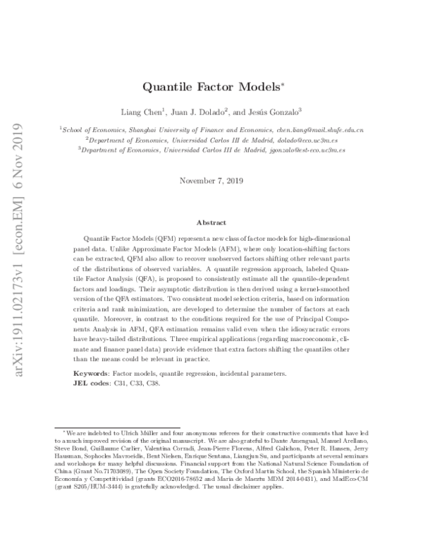 (PDF) Quantile Factor Models