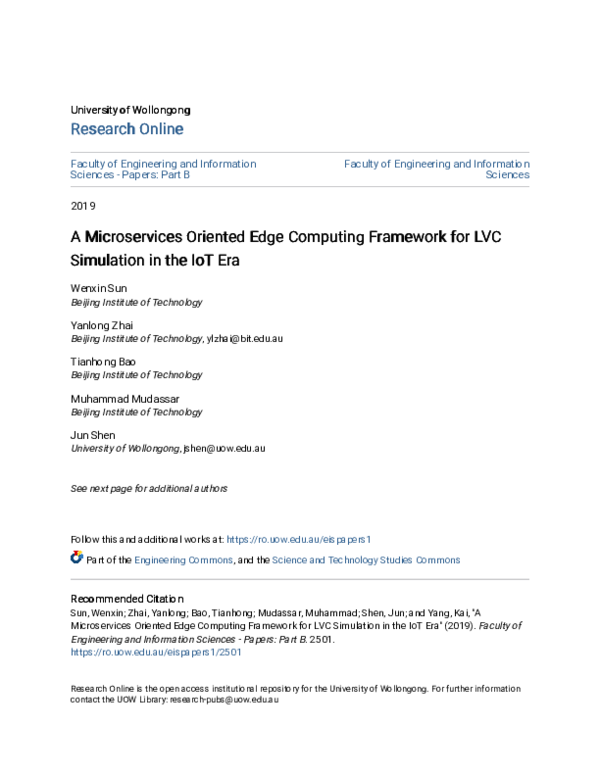 (PDF) A Microservices Oriented Edge Computing Framework for LVC ...