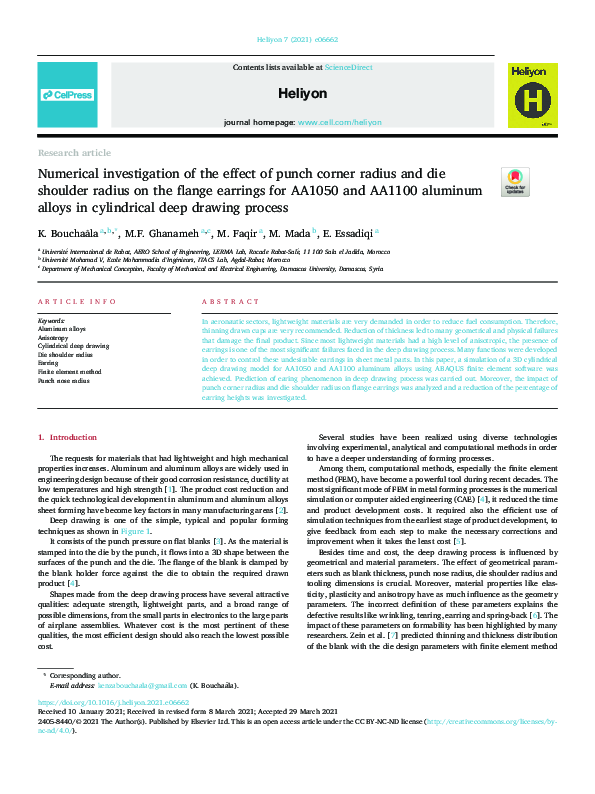(PDF) Numerical investigation of the effect of punch corner radius and ...