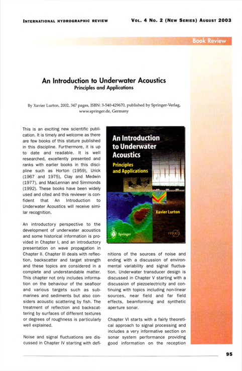 (PDF) An Introduction to Underwater Acoustics—Principles and Applications, (Second Edition)