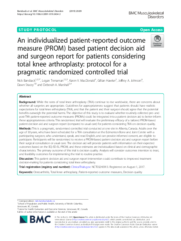 (PDF) An individualized patient-reported outcome measure (PROM) based ...