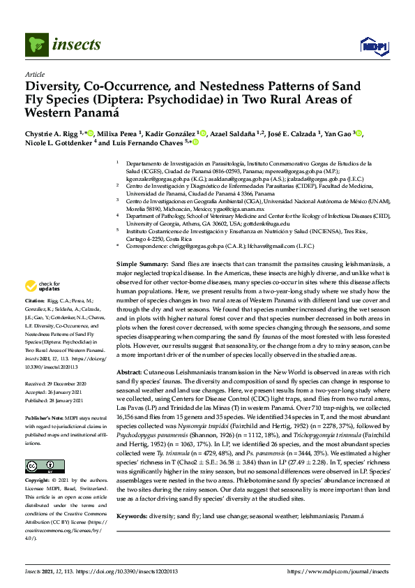 (PDF) Diversity, Co-Occurrence, and Nestedness Patterns of Sand Fly Species (Diptera ...