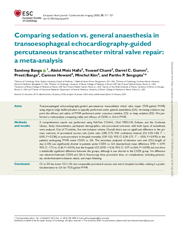 (PDF) General anesthesia versus conscious sedation in transcatheter ...