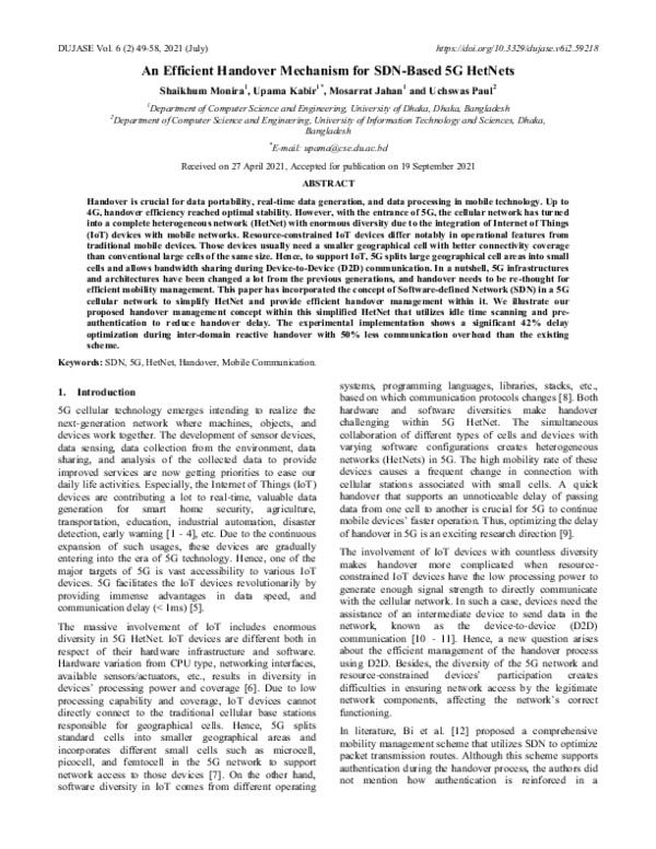 (PDF) An Efficient Handover Mechanism for SDN-Based 5G HetNets