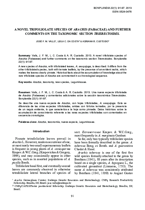 (PDF) A novel trifoliolate species of Arachis (Fabaceae) and further ...