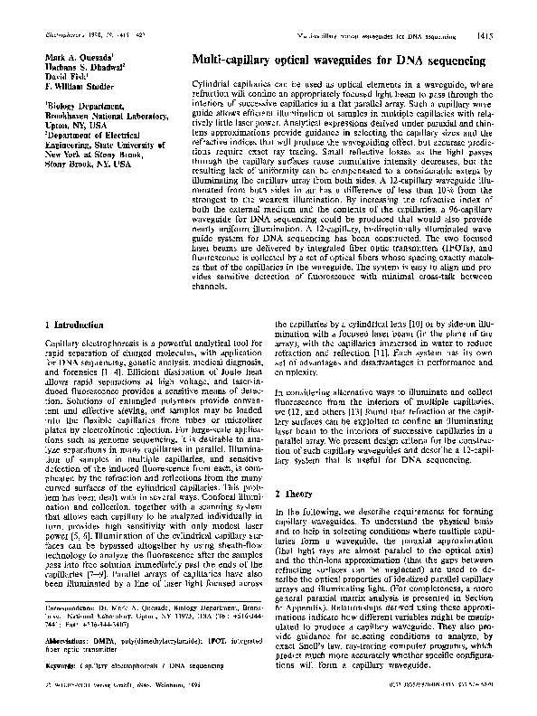 (PDF) Multi-capillary optical waveguides for DNA sequencing