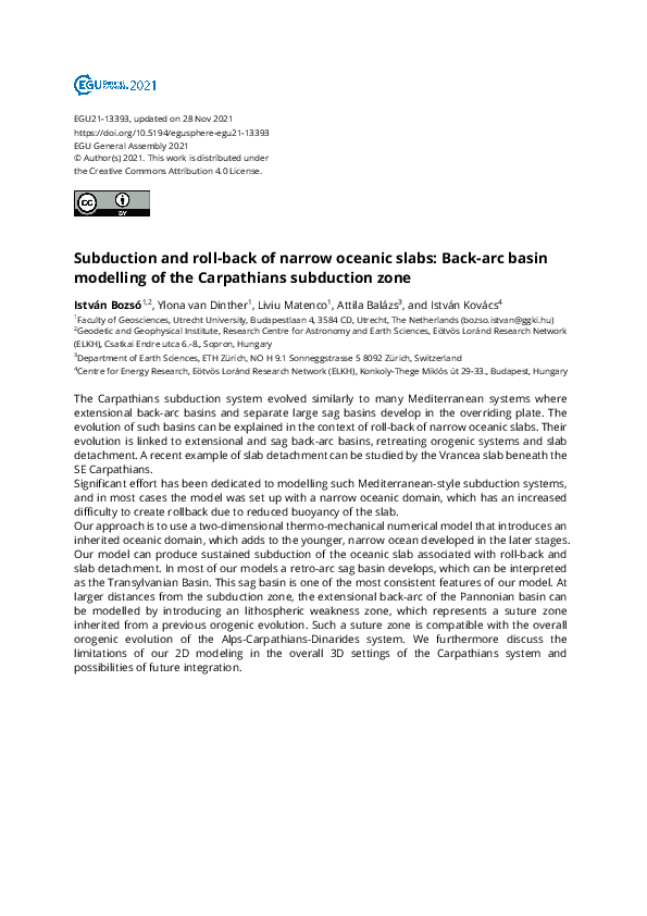 (PDF) Subduction and roll-back of narrow oceanic slabs: Back-arc basin ...