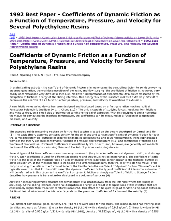 (PDF) Coefficients of dynamic friction as a function of temperature ...