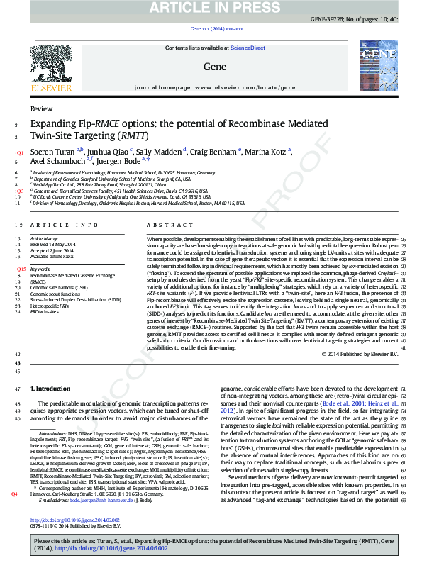 Pdf Expanding Flp Rmce Options The Potential Of Recombinase Mediated Twin Site Targeting Rmtt