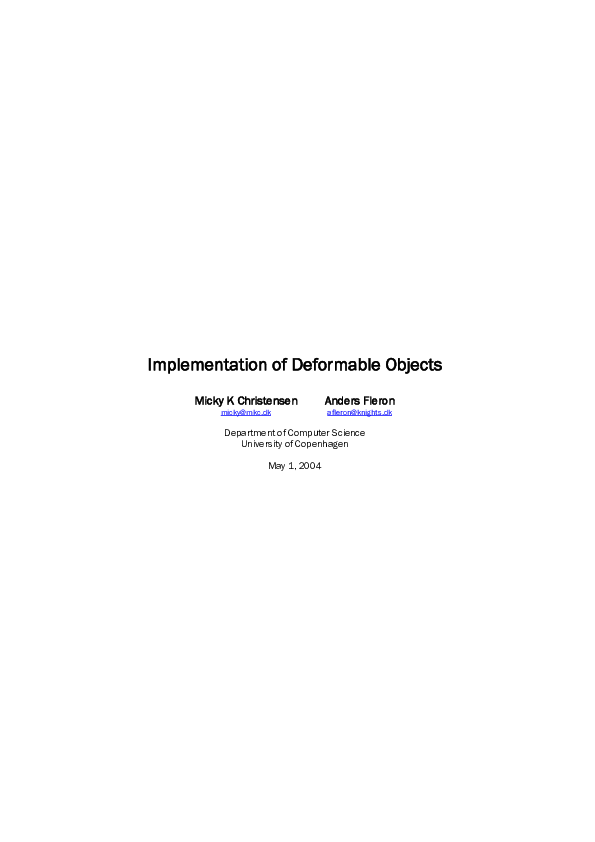 (PDF) Implementation of Deformable Objects | Micky Kelager - Academia.edu