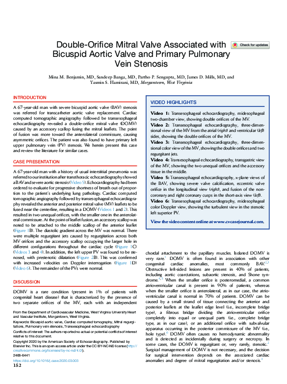 (PDF) Double-orifice mitral valve associated with bicuspid aortic valve ...