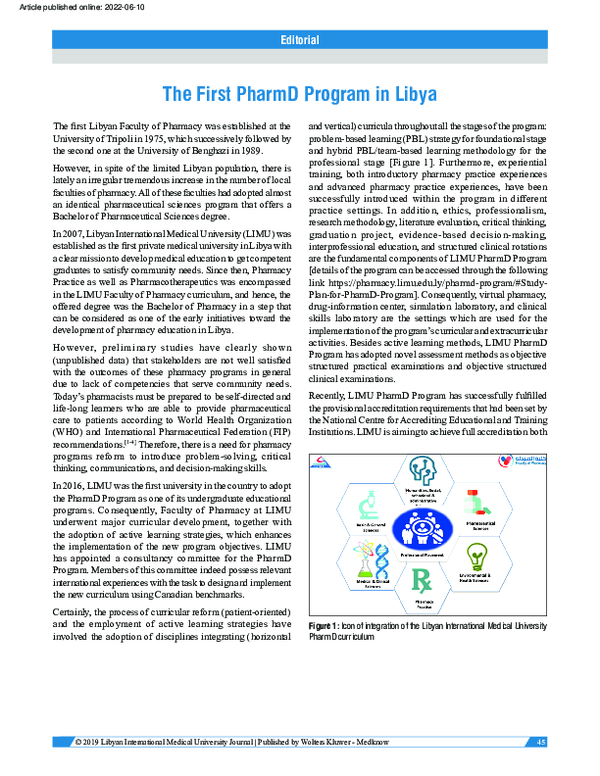 (PDF) The first PharmD program in Libya