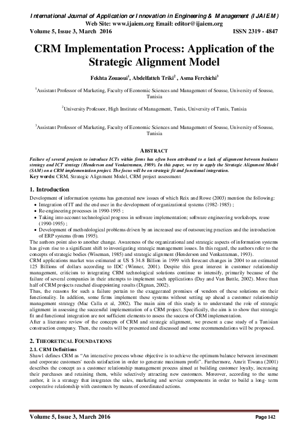 (PDF) CRM Implementation Process : Application of the Strategic ...
