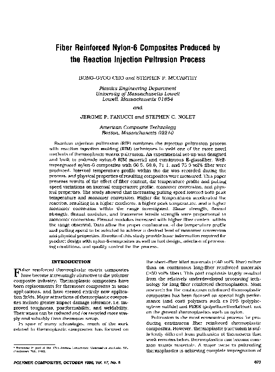 (PDF) Fiber reinforced nylon-6 composites produced by the reaction ...