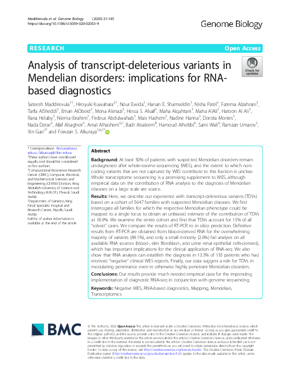 (PDF) Analysis of transcript-deleterious variants in Mendelian ...