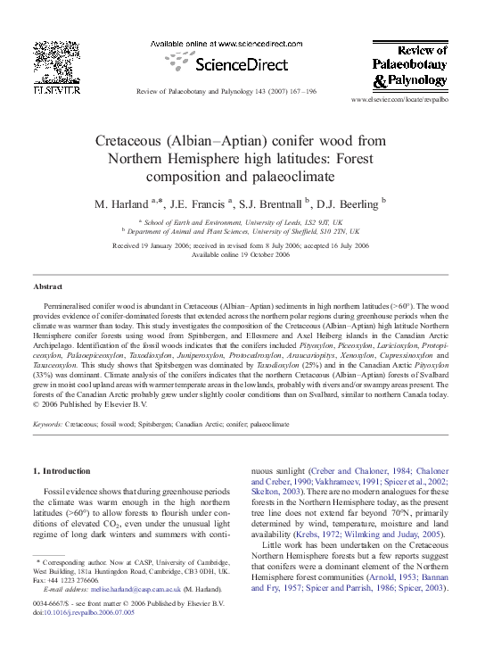 (PDF) Cretaceous (Albian–Aptian) conifer wood from Northern Hemisphere ...