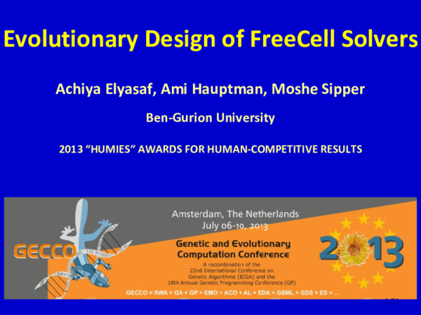 (PDF) Evolutionary Design of FreeCell Solvers