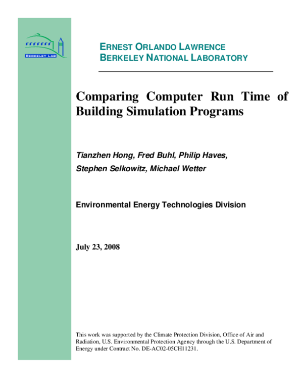 (PDF) Comparing computer run time of building simulation programs