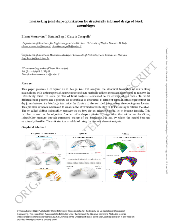 (PDF) Interlocking joint shape optimization for structurally informed design of block assemblages
