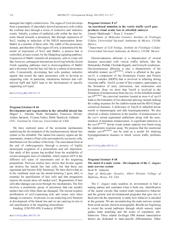 (PDF) Development and regeneration in the zebrafish lateral line