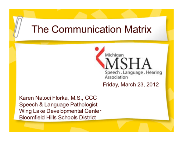 (PDF) The communication Matrix