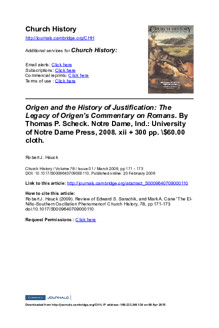 (PDF) Origen and the History of Justification: The Legacy of Origen's ...