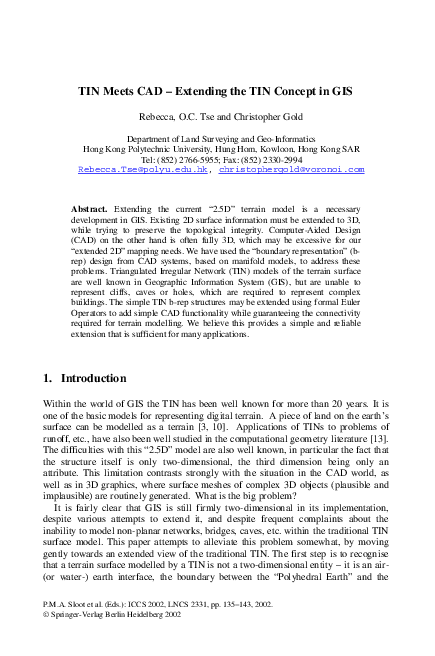 (PDF) TIN meets CAD—extending the TIN concept in GIS