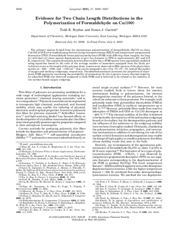 (PDF) Evidence for Two Chain Length Distributions in the Polymerization ...