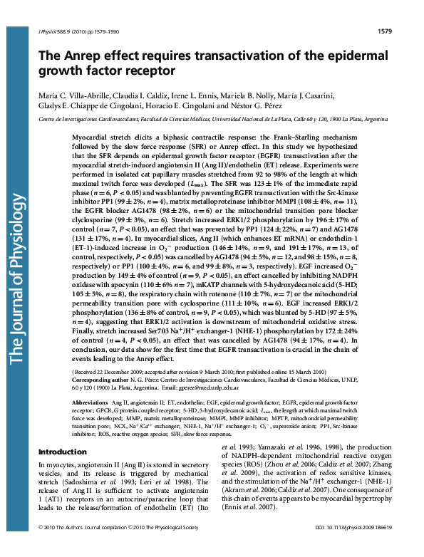 (PDF) The Anrep effect requires transactivation of the epidermal growth ...