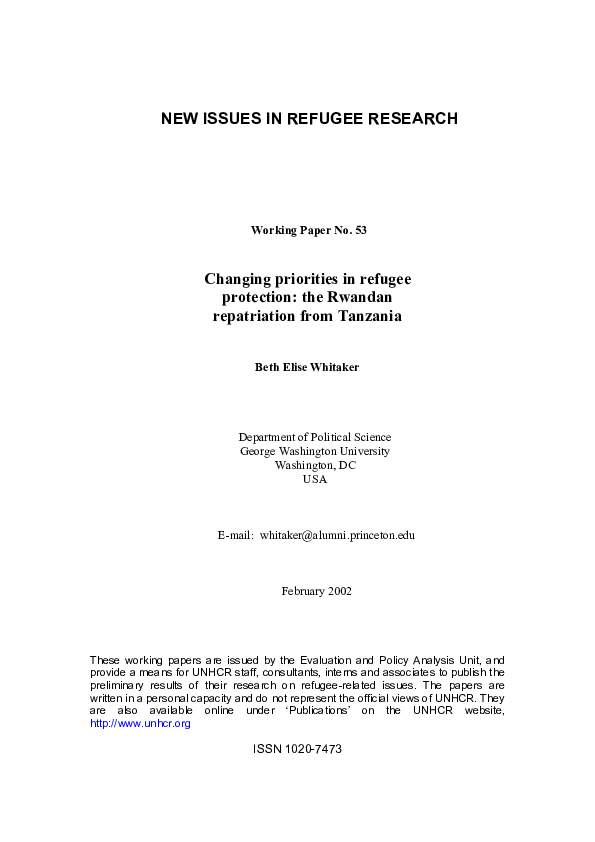 (PDF) New Issues in Refugee Research
