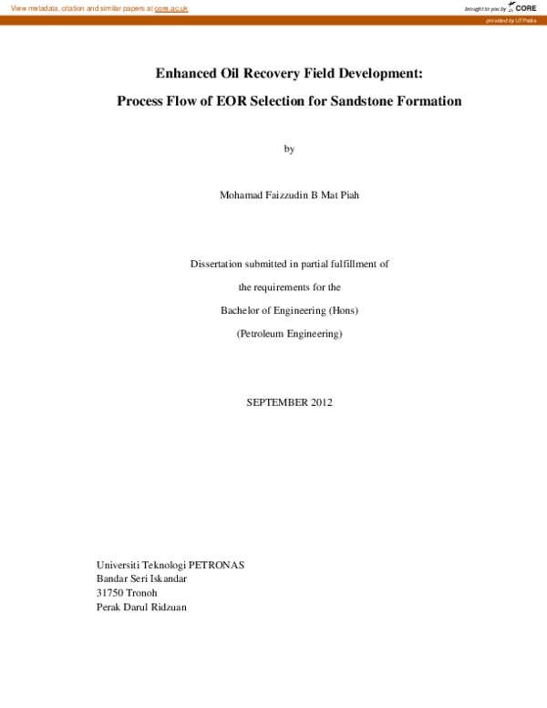 (PDF) Enhanced Oil Recovery Field Development: Process Flow of EOR ...