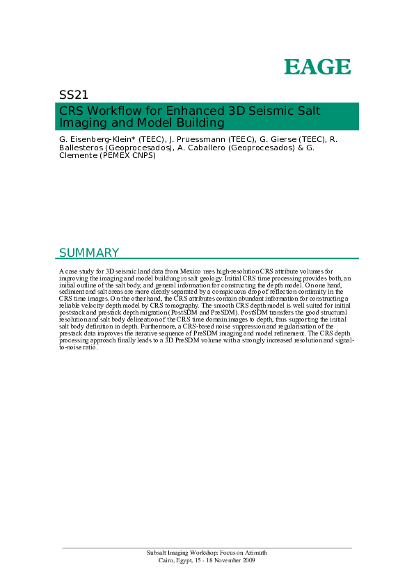 (PDF) CRS Workflow for Enhanced 3D Seismic Salt Imaging and Model ...