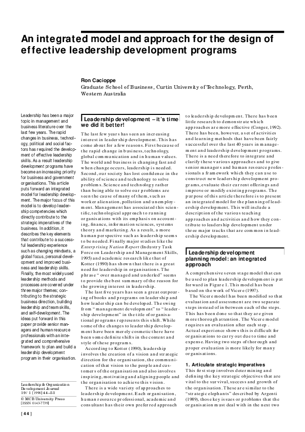 (PDF) An integrated model and approach for the design of effective ...