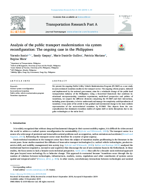 Pdf Analysis Of The Public Transport Modernization Via System