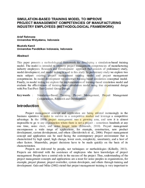 (PDF) Simulation-Based Training Model to Improve Project Management ...