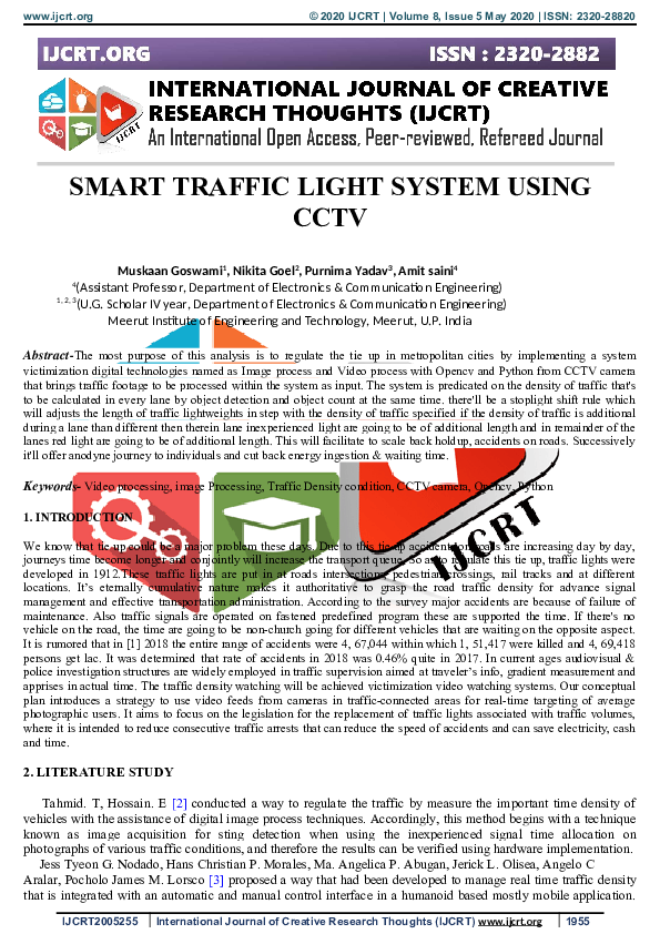 (PDF) Smart Traffic Light System Using CCTV